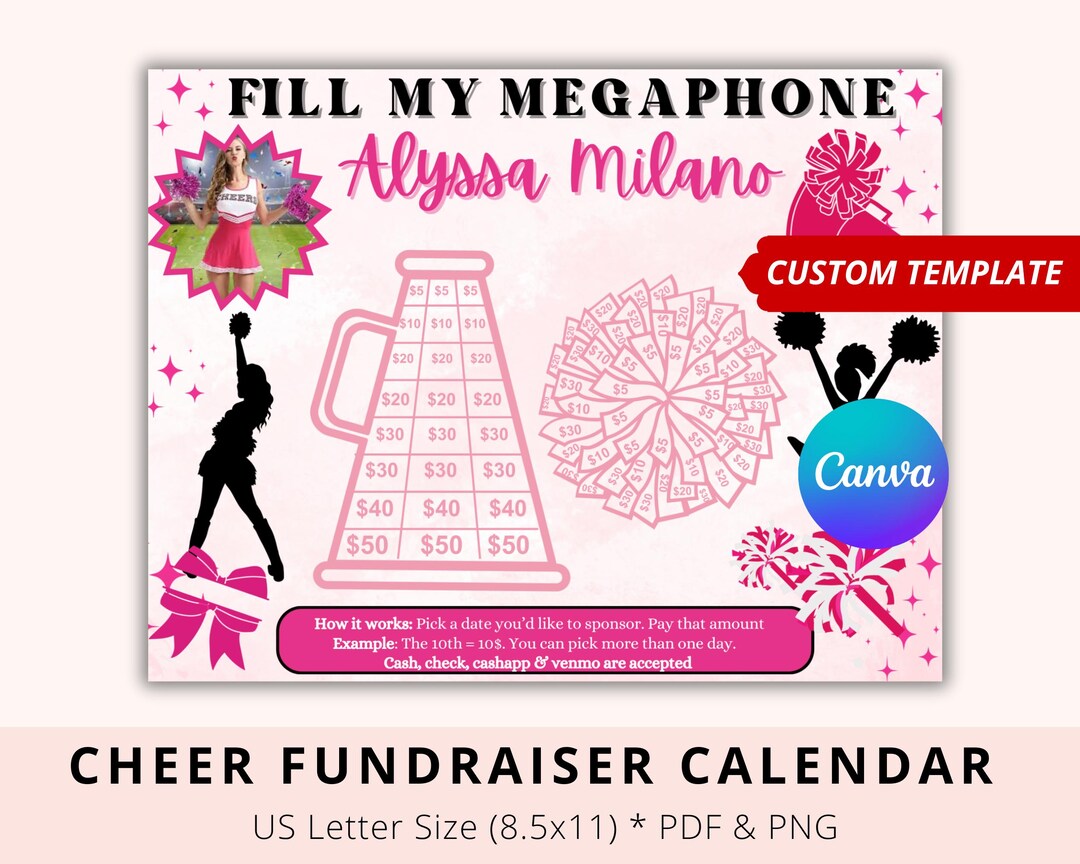 Editable Black Out My Board, Fill My Megaphone, Pink Theme, Cheer Pick ...