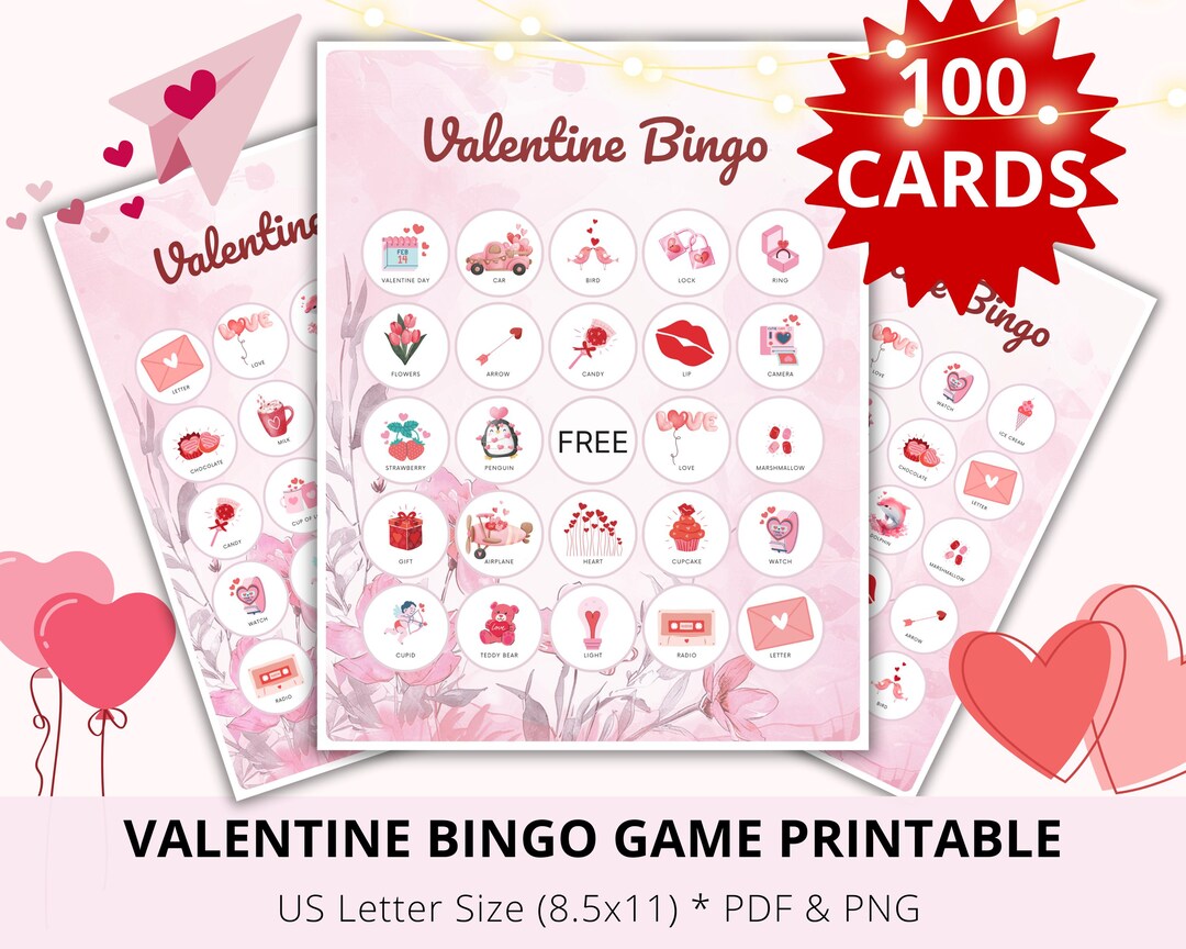 Valentine Bingo Game, Valentine's Day Game to Break the Ice, Bingo ...