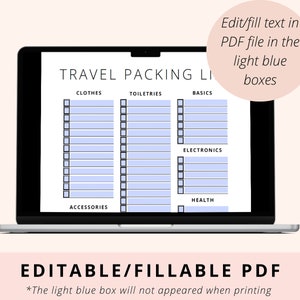 Editable Travel Packing List, Travel Planner, Travel Itinerary, Travel ...