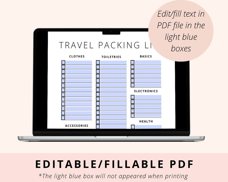 Editable Travel Packing List, Travel Planner, Travel Itinerary, Travel ...