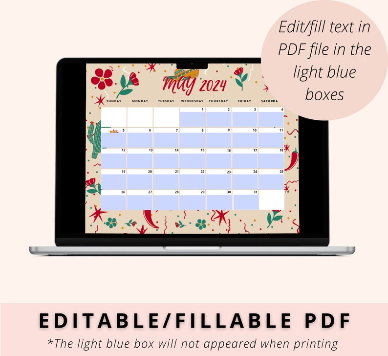 Editable May Calendar 2024, Academic Planner Cinco De Mayo Calendar ...