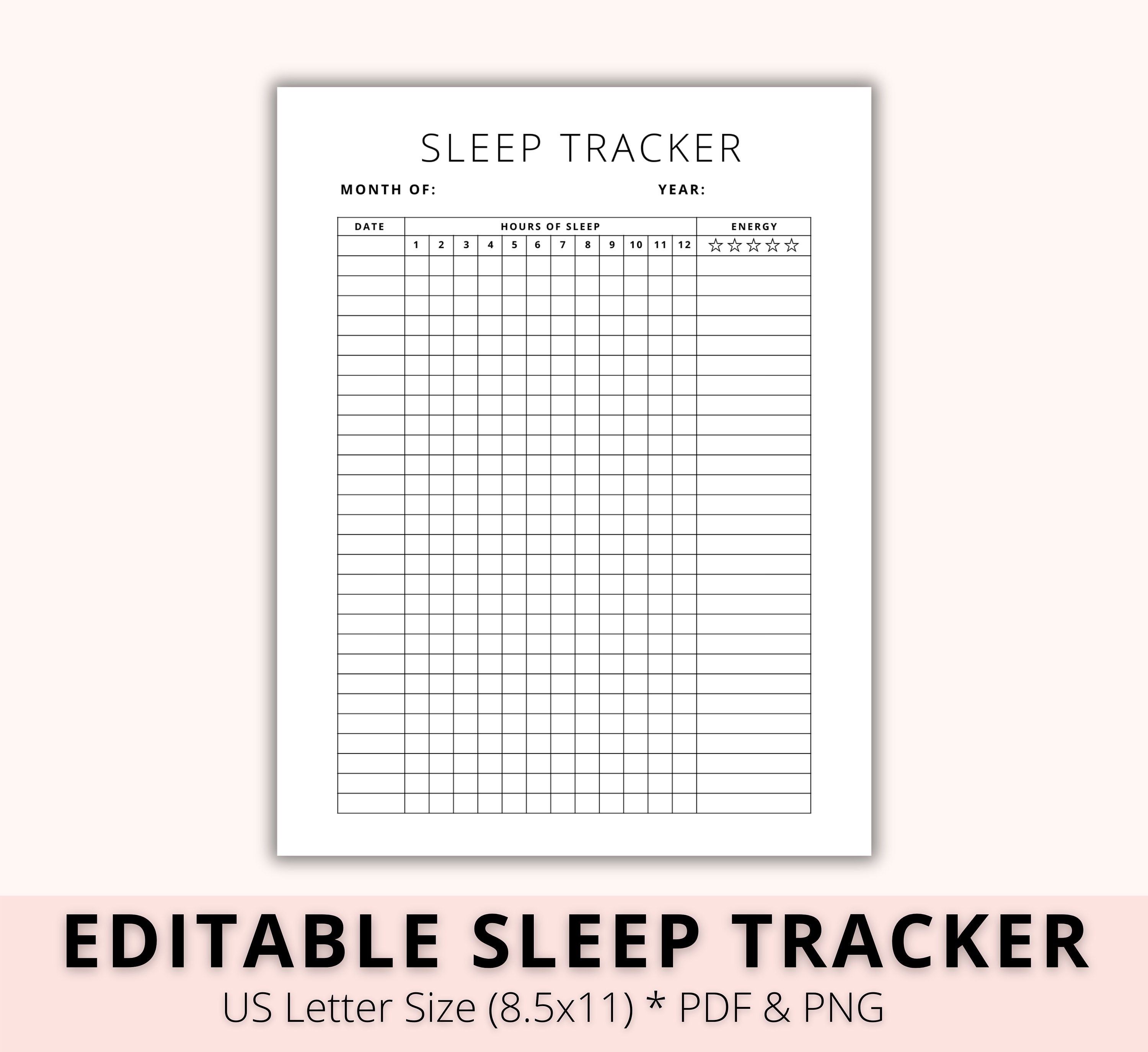 Editable Sleep Tracker Printable, Monthly, Daily Sleep Journal, Sleep ...