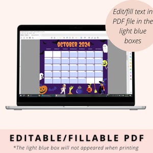 Editable October 2024 Calendar, Halloween 2024 Calendar, Kid Calendar ...