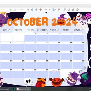 Editable Halloween 2024 Calendar, October 2024 Calendar, Spooky Season ...