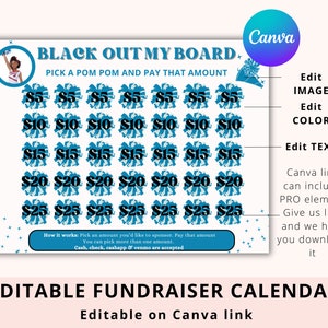 Editable Cheerleading Pick a Date to Donate, Cheer Black Out My Board ...