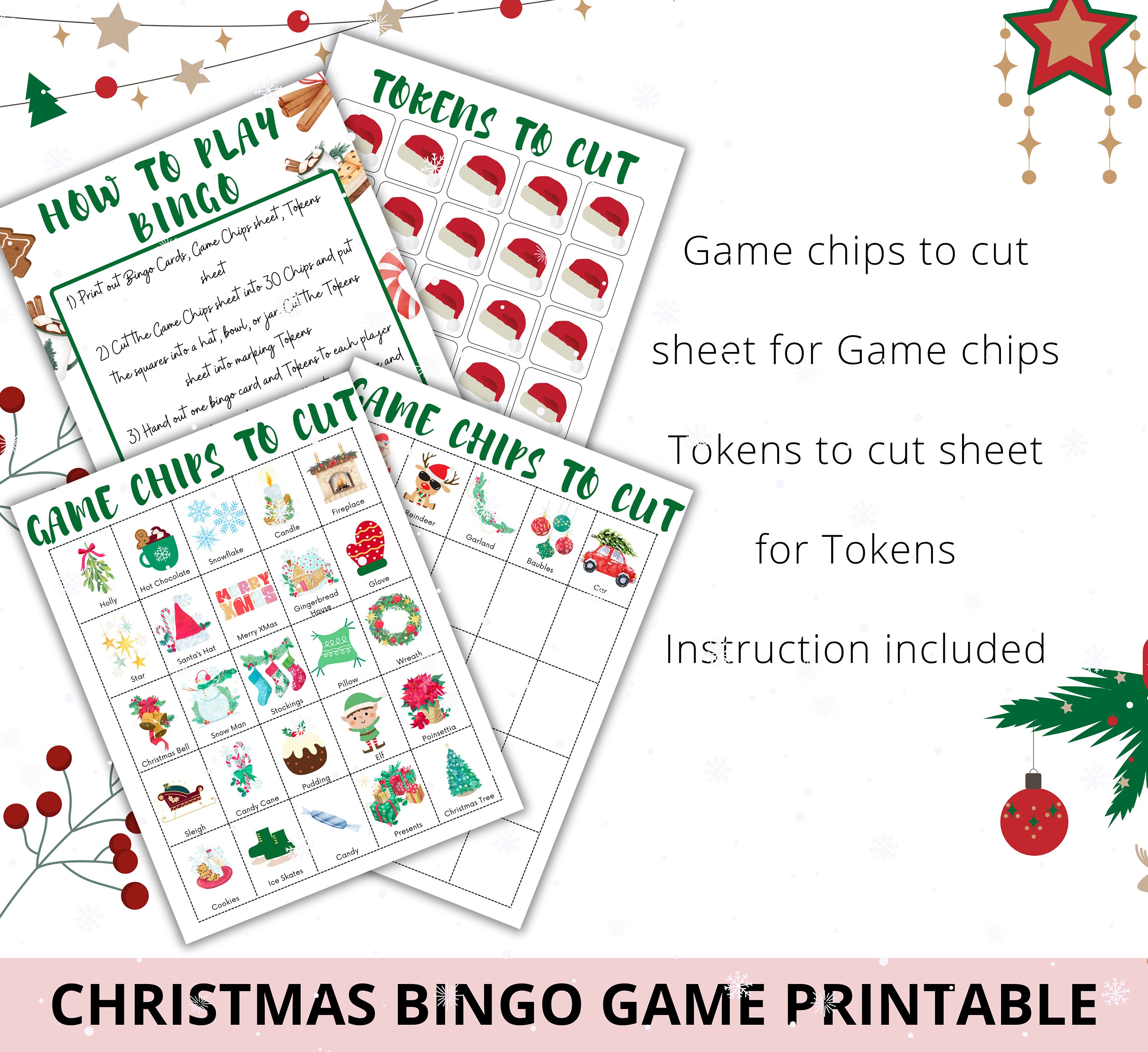 Christmas Bingo Game, Christmas Game Printable, Bingo Pattern, 100 ...
