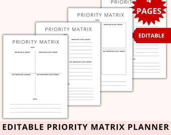 Priority Eisenhower Matrix - Printable PDF - Etsy