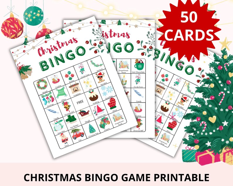 Christmas Bingo Game Printable, Break the Ice, Christmas Bingo Pattern ...