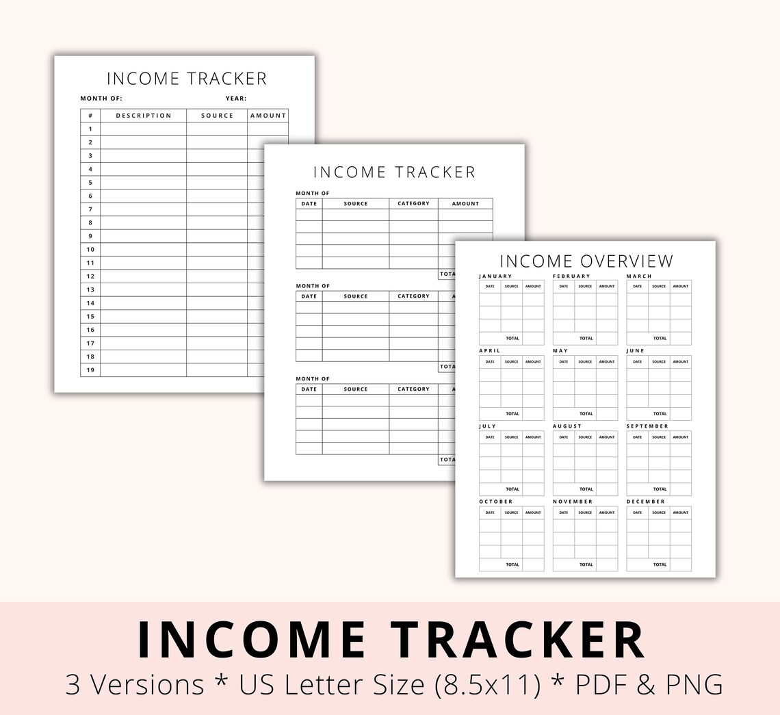Editable Income Tracker Printable, Finance Planner 2024, Income Sheet ...