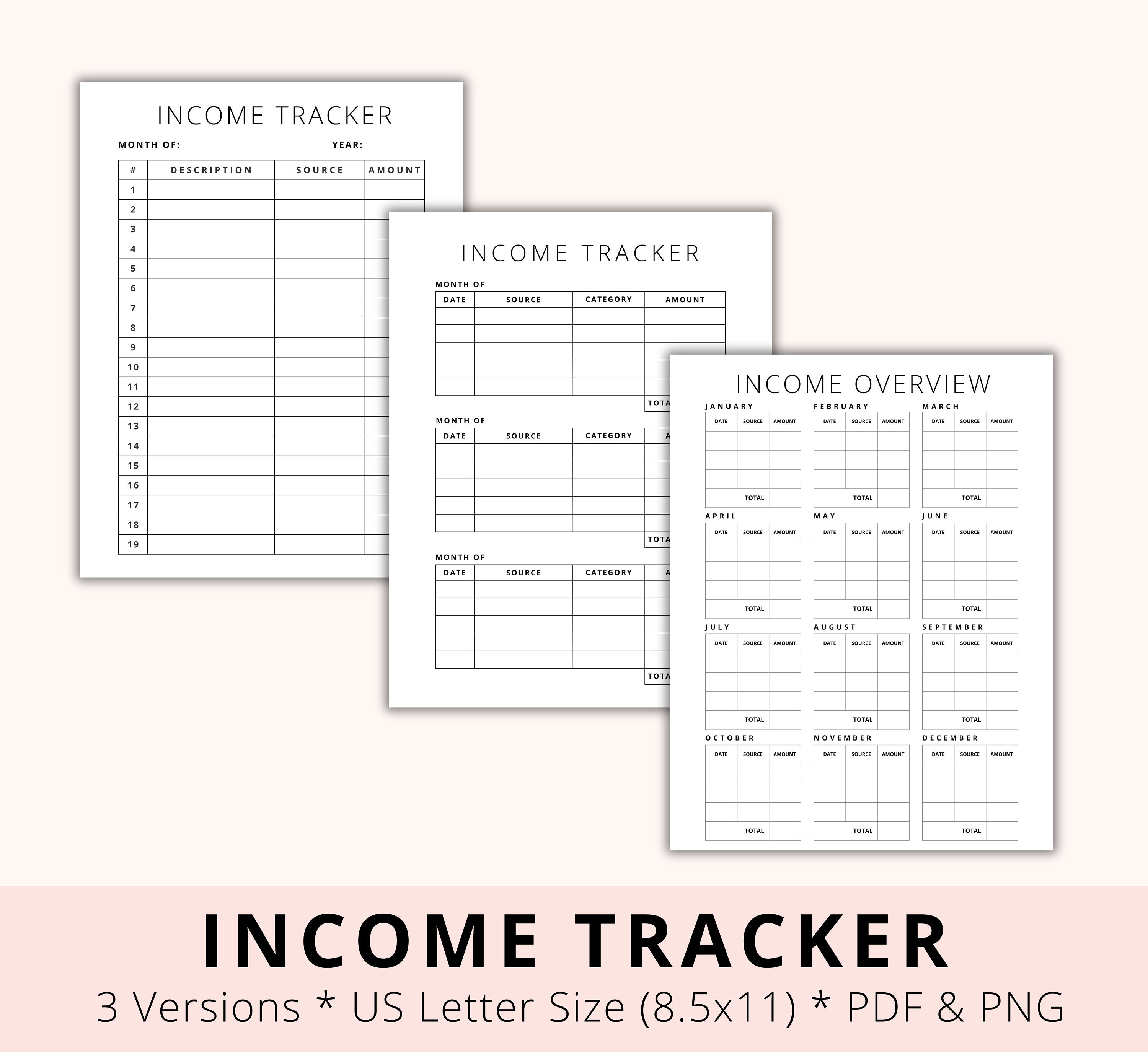 Editable Income Tracker Printable, Finance Planner 2024, Income Sheet ...