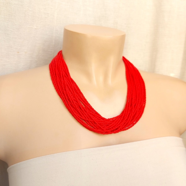 Red Necklace - Etsy