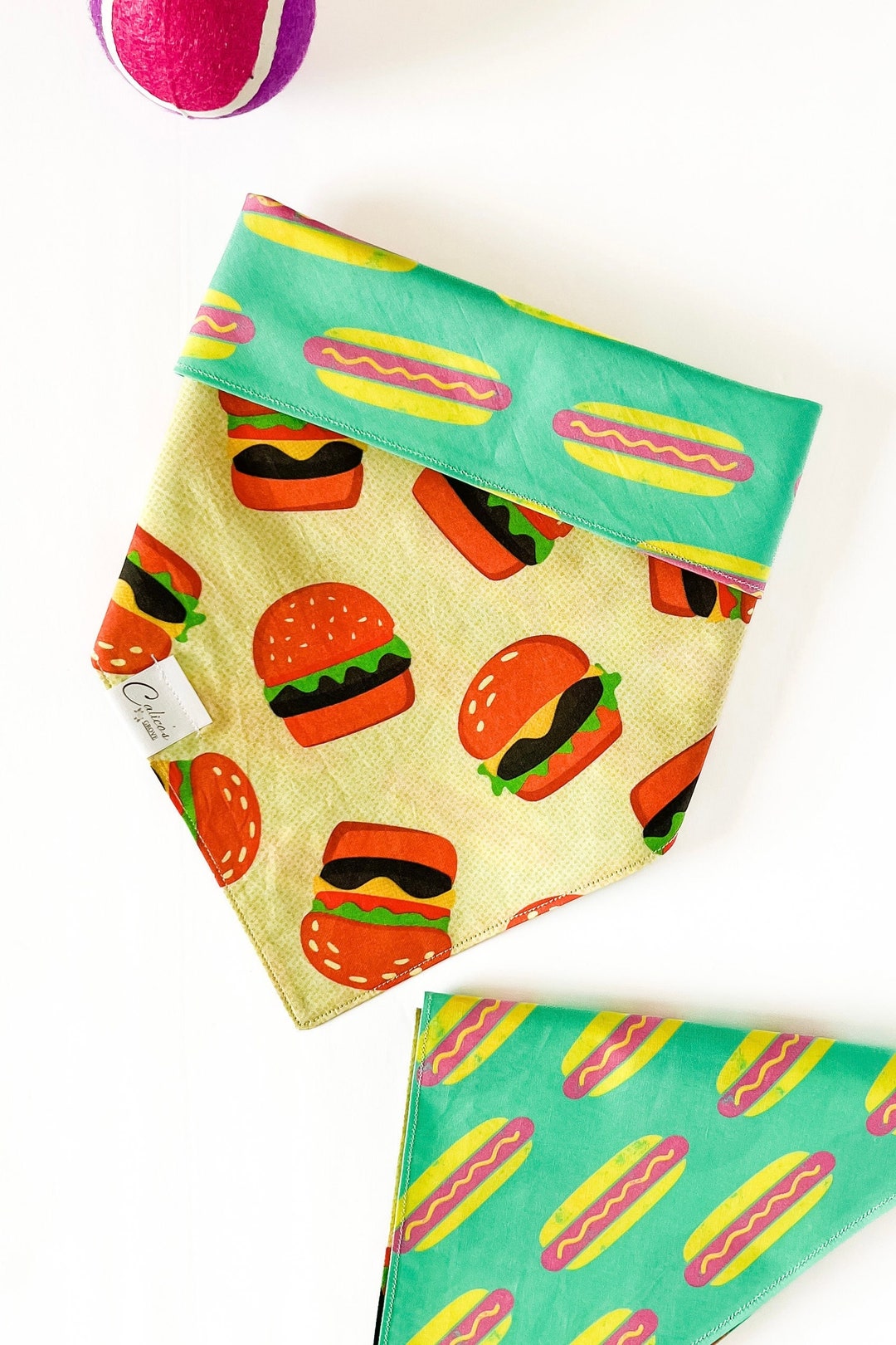 Burgers and Hot Dogs Reversible Pet Bandana - Etsy