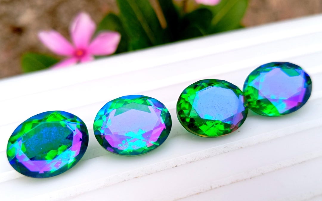 Peacock Quartz Gemstone,beautiful Oval Shape Peacok Quartz,faceted Blue ...