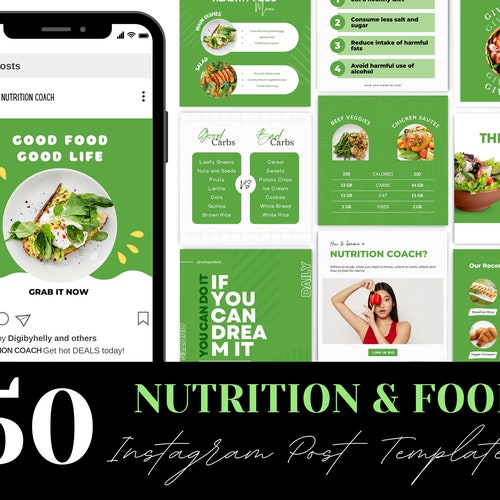 80 Nutrition Instagram Post Canva Template Health and - Etsy