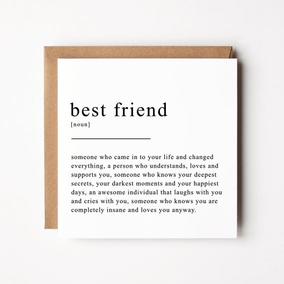 Best Friend Definition Card Best Friend Birthday Card Card | Etsy UK