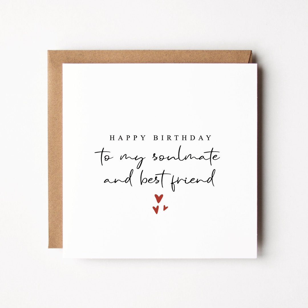 Happy Birthday to My Soulmate and Best Friend birthday Card - Etsy UK