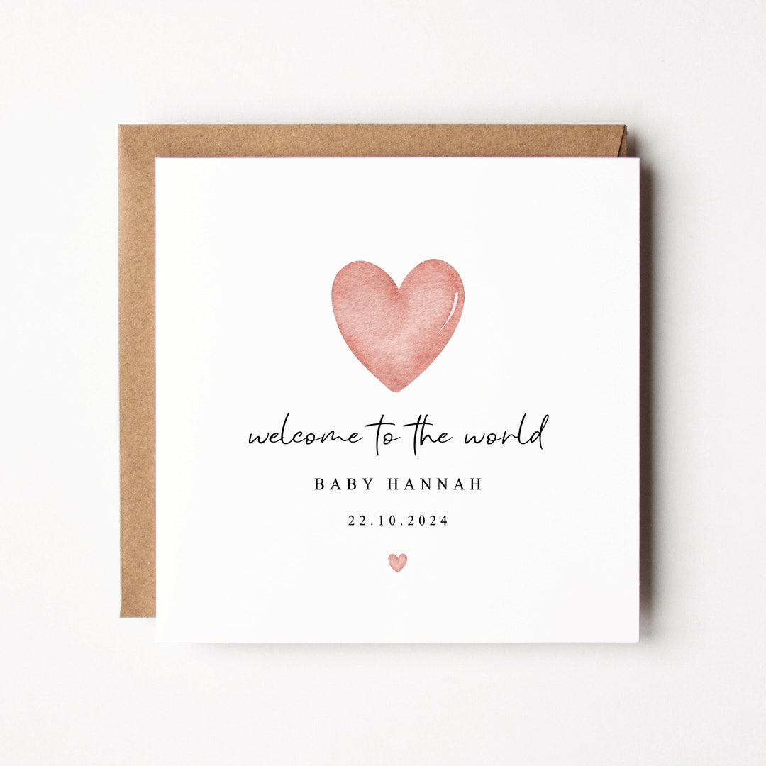 Personalised New Baby Girl Card Newborn Girl Pink New Baby Card New ...