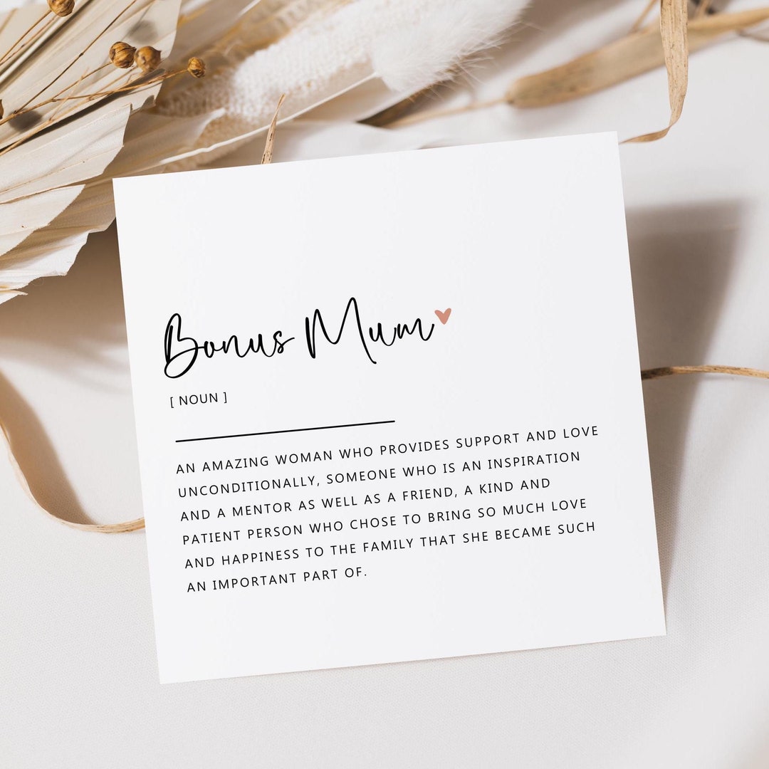 Bonus Mum Birthday Card | Birthday Card for Bonus Mum, Bonus Mom ...