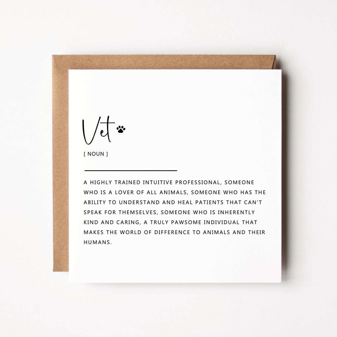 Vet Card Vet Definition Card for Vet Thank You Card for Vet Vet ...