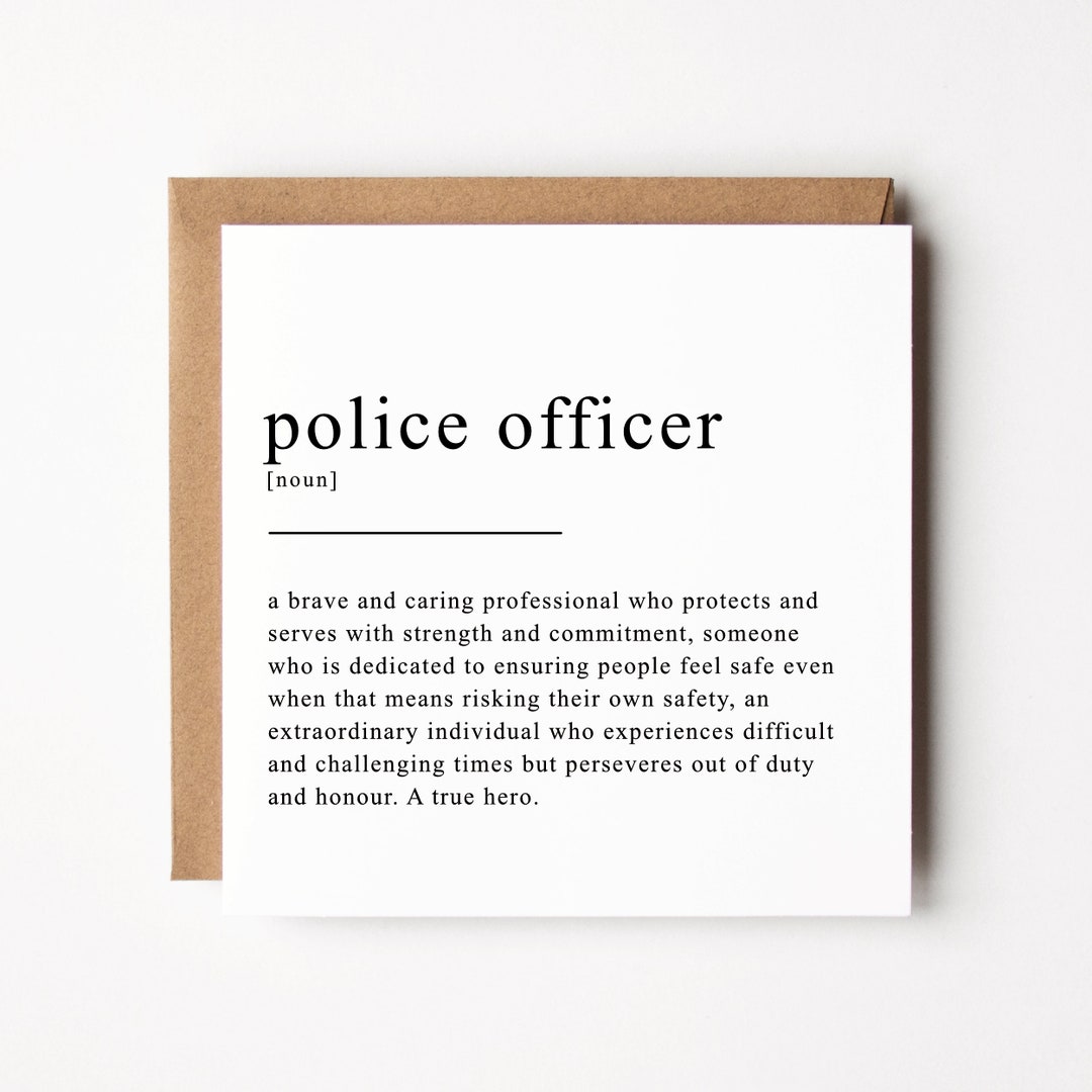 Police Officer Definition Card Thank You Police Card Birthday Card for ...