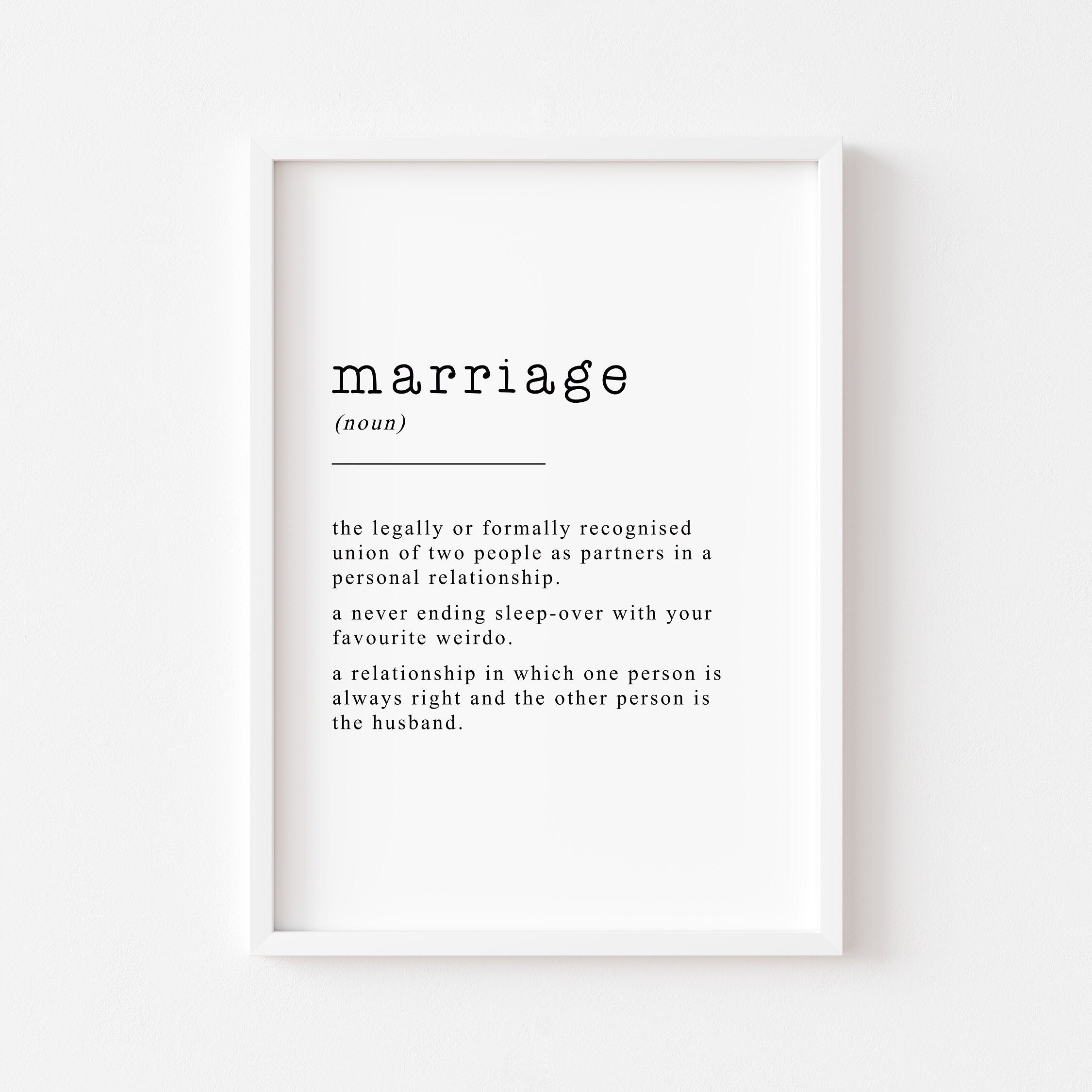 Marriage Definition Print Definition Print Wall Art Print | Etsy