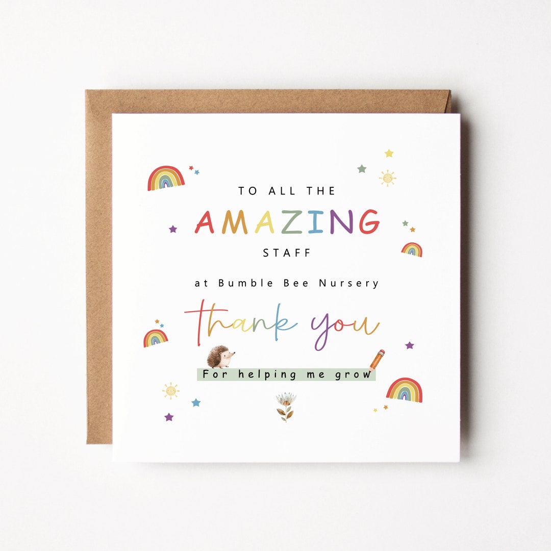 Personalised Thank You Nursery Thank You for Helping Me Grow Daycare ...