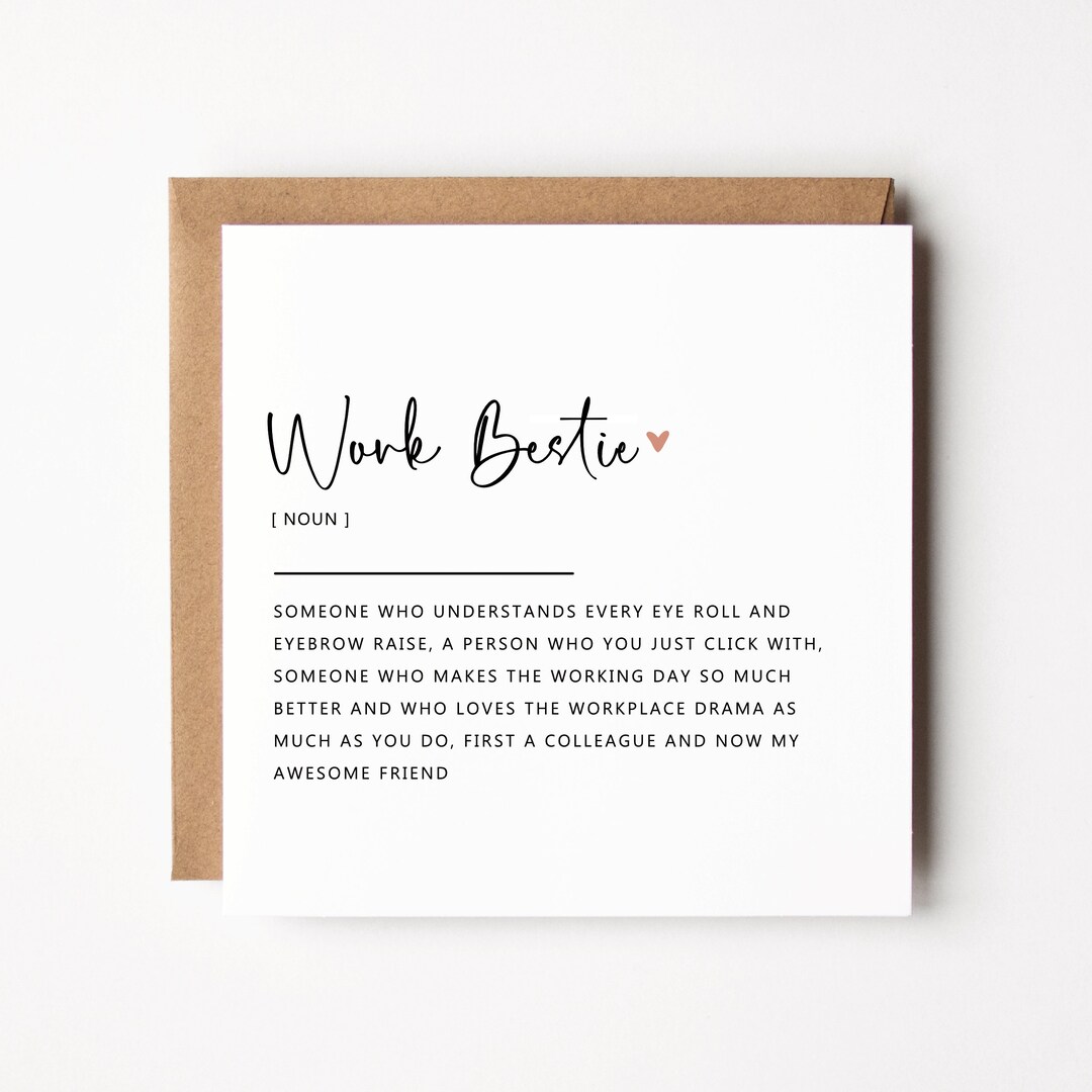Work Bestie Definition Card Work Bestie Card Work Bestie Birthday Card ...