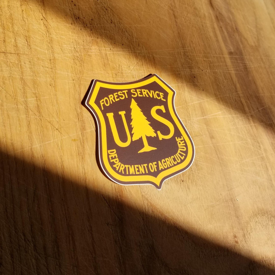 Forest Service Shield Sticker in Brown and Ochre - Etsy