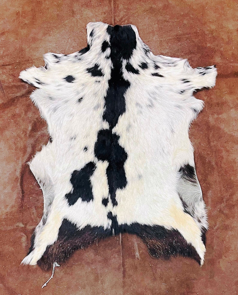 Nordic Goat Hide White and Black Animal Skin Scandinavian Fur Rug Shag ...