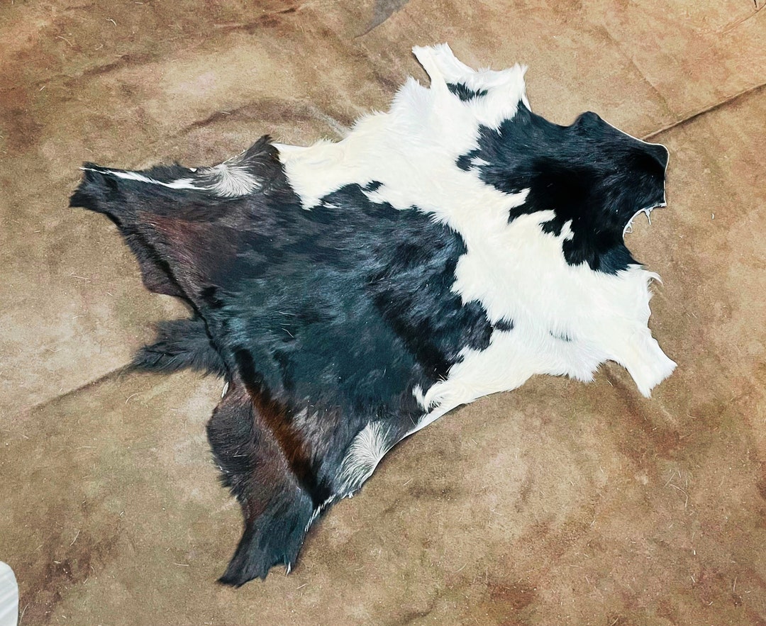 Goat Fur Hide | Dark Gothic Tone Pelt Skin | Black and White ...