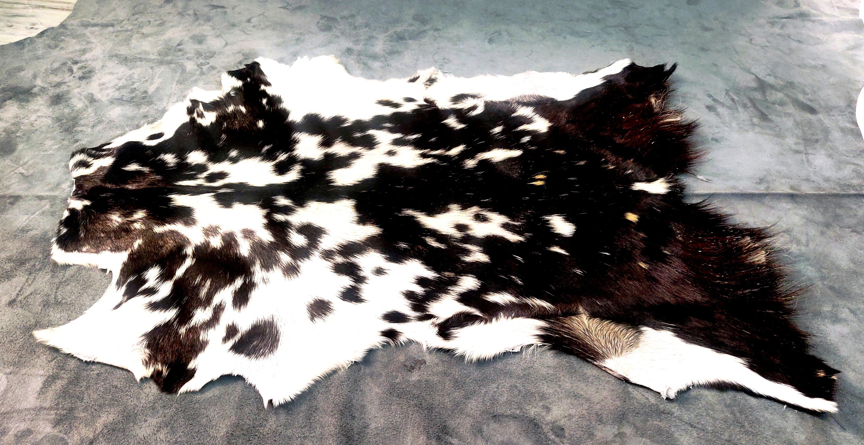 Scandinavian Goat Hide White Black and Brown Fur Shag Rug - Etsy