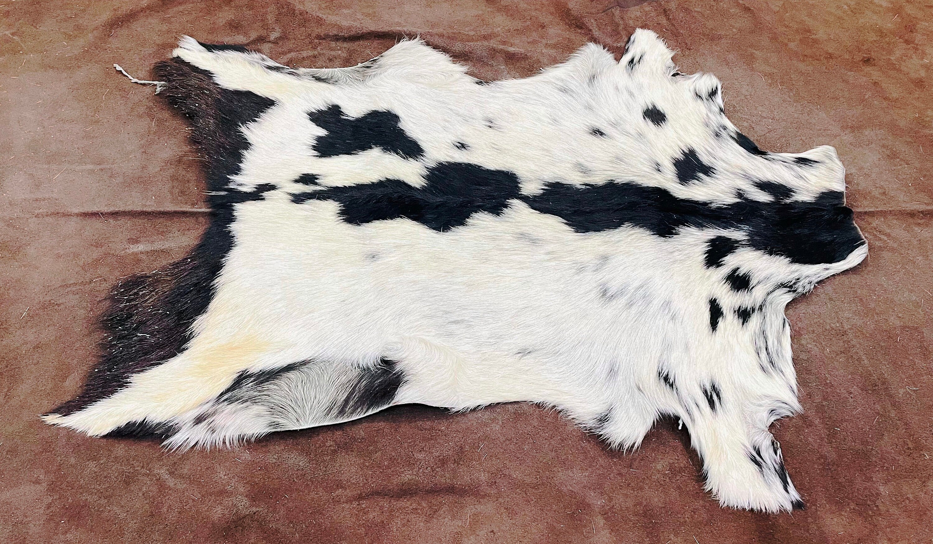 Nordic Goat Hide White and Black Animal Skin Scandinavian Fur Rug Shag ...