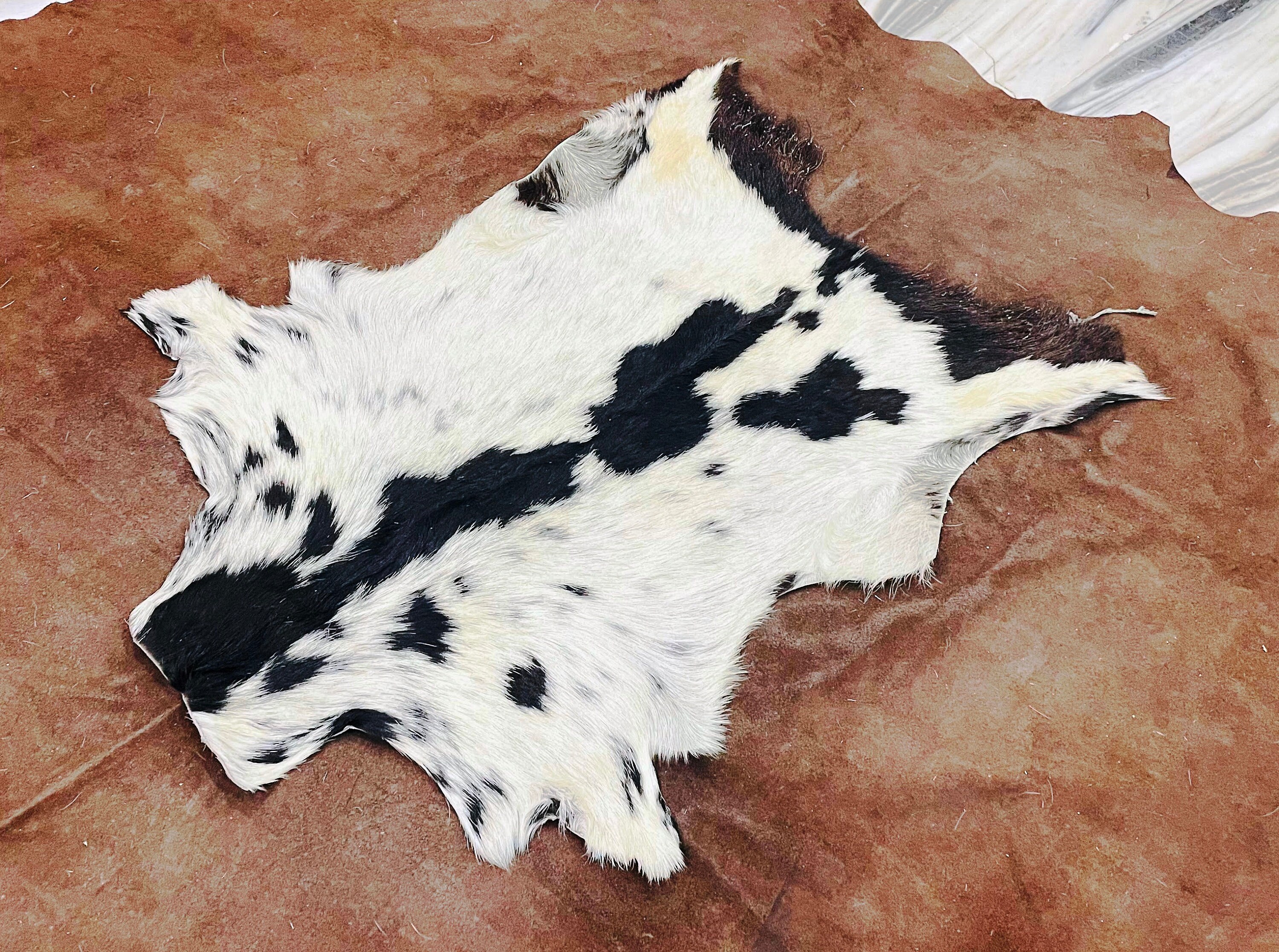 Nordic Goat Hide White and Black Animal Skin Scandinavian Fur Rug Shag ...