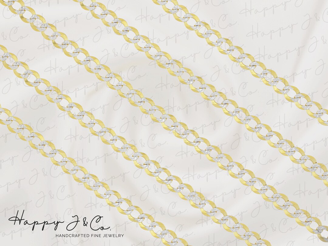 14k Gold White Pave Cuban Link Chain 22 7.20mm Cuban Link Necklace With ...