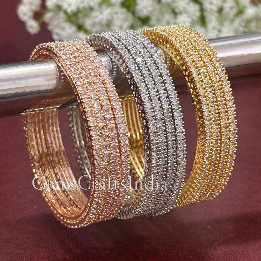 Indian Silver American Diamond Bangles/cz Diamond Bangles /indian ...