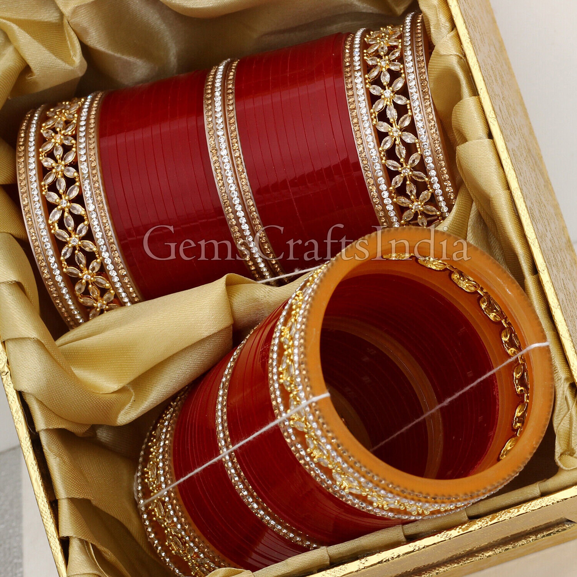 Red Bridal Chuda Bangle Set/bridal Chooda/cz Diamond Bangle/traditional ...