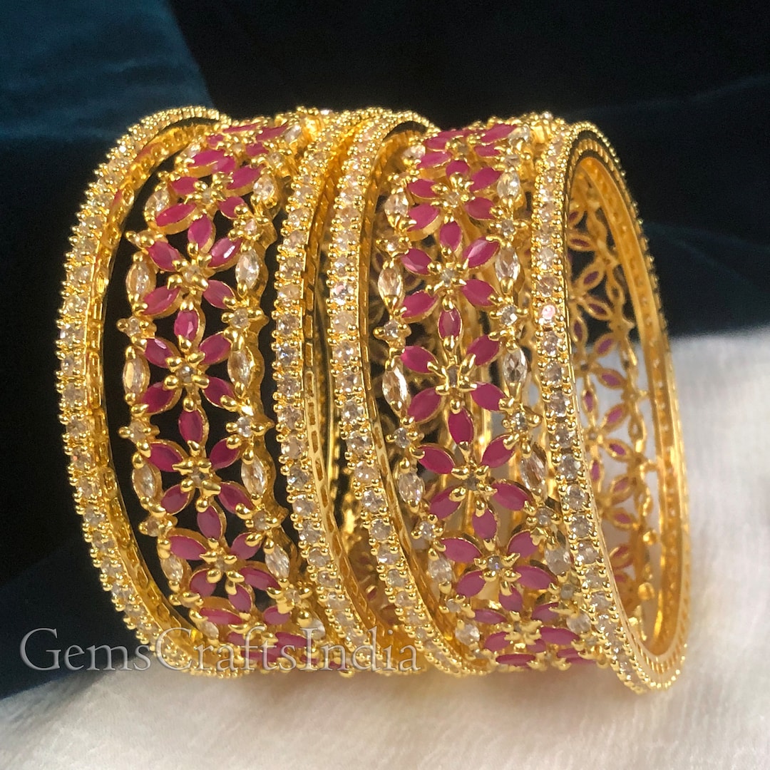 Indian Golden CZ Bangles/bracelets American Diamond Bangles/cubic ...