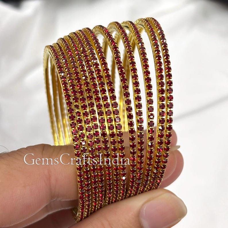 Gold Finish Maroon Bangles/ Cubic Zirconia Bangles Bracelet/indian ...