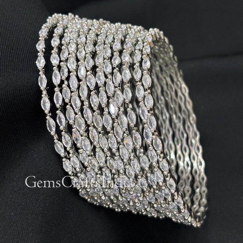Zircon Silver Bangles - Etsy