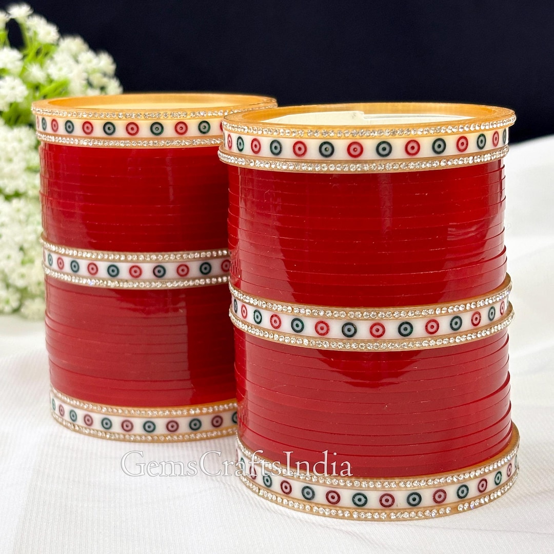 Red Chura Bangle Set, Punjabi Traditional Chooda , Indian Bridal ...