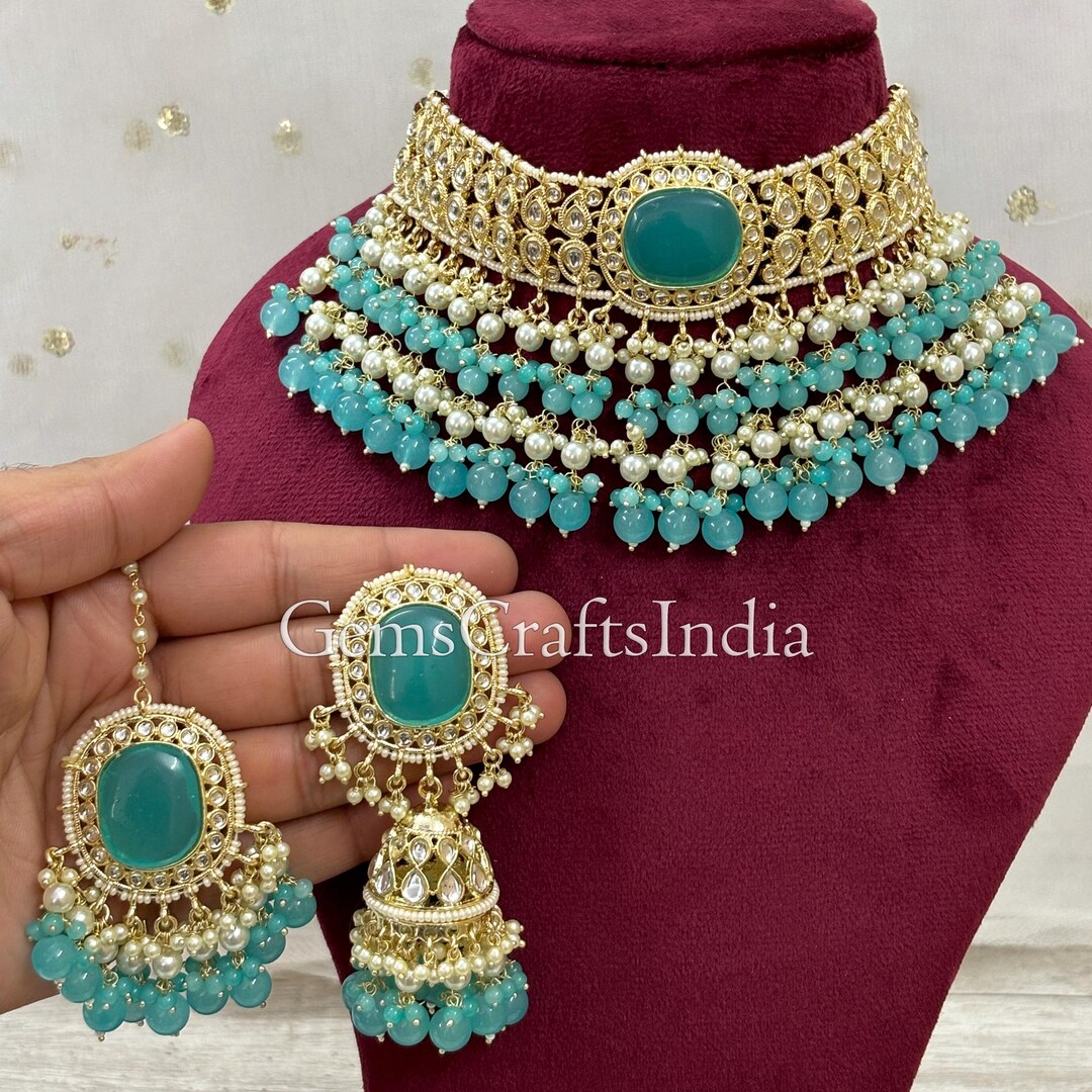 Indian Kundan Necklace Set/indian Wedding Jewellery/bridal Gold Plated ...