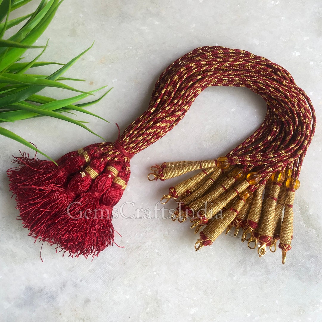 Pack of 12 Indian Back Rope Hook Gold Color Dori/ Adjustable Handmade ...