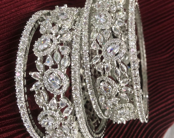 American Diamond Gold Bangles ,indian Bangles, Pakistani Jewelry, CZ ...