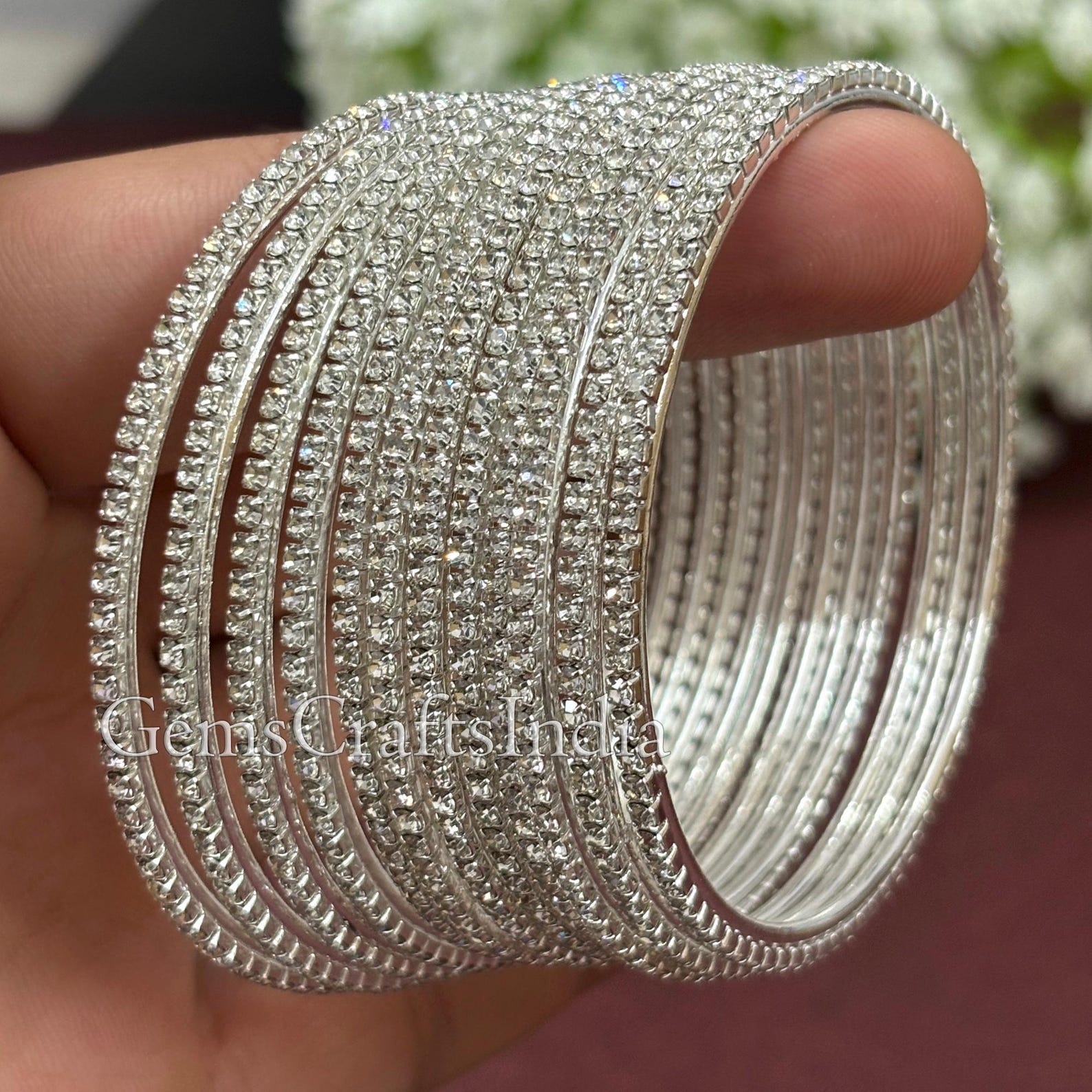 Indian Silver Finish Bangles Set/ Bollywood Style Bangle/ American ...