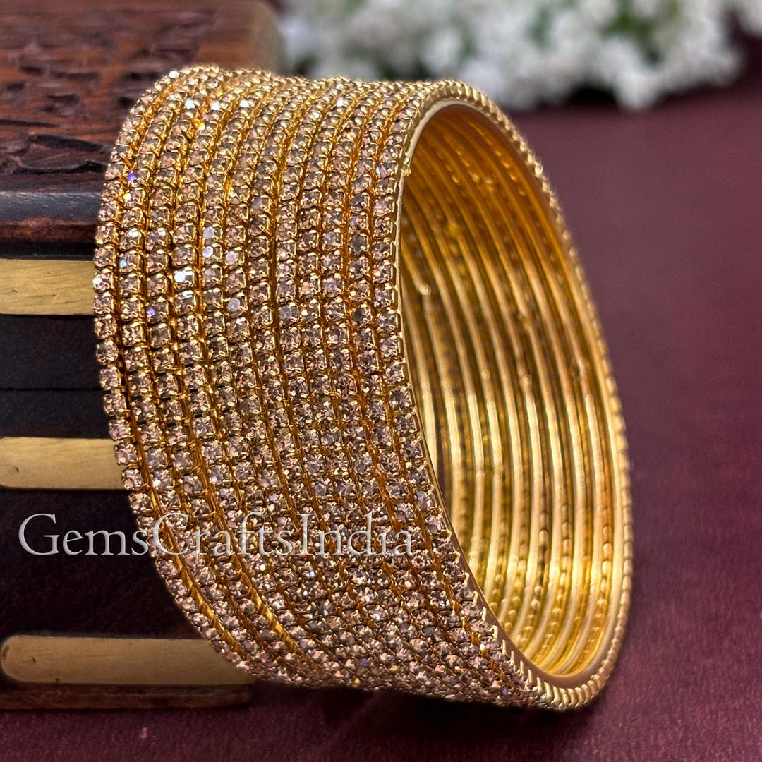 Indian Gold Finish Bangles Set/ Antique Gold Bangles/indian Bangle ...