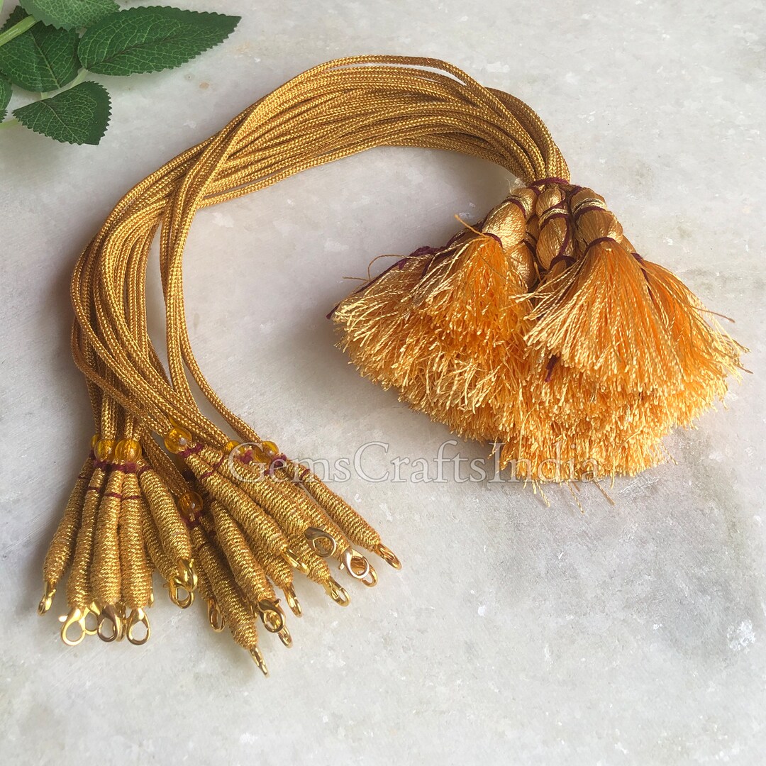 Golden Handmade Necklace Thread Dori Indian Necklace Cord With Lobster ...