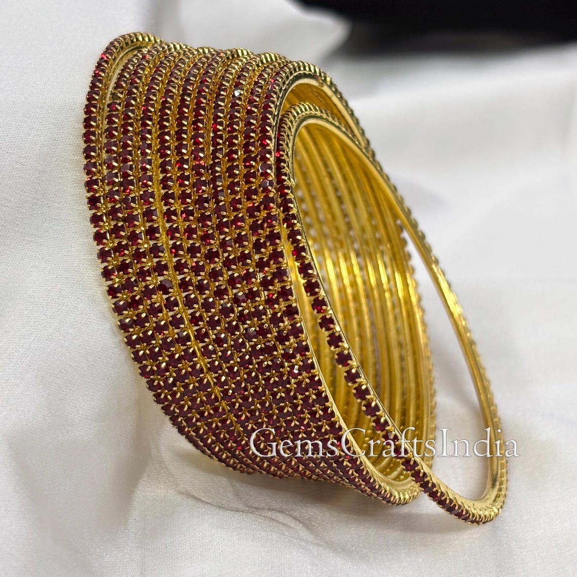 Gold Finish Maroon Bangles/ Cubic Zirconia Bangles Bracelet/indian ...