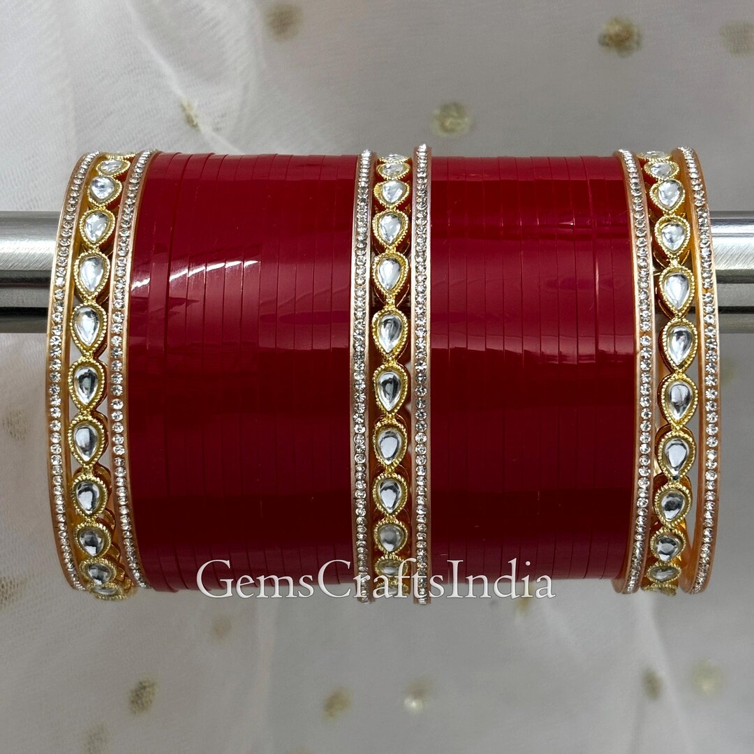 Indian Red Chuda Bangle Set/bridal Chooda Set/traditional Punjabi Chura ...