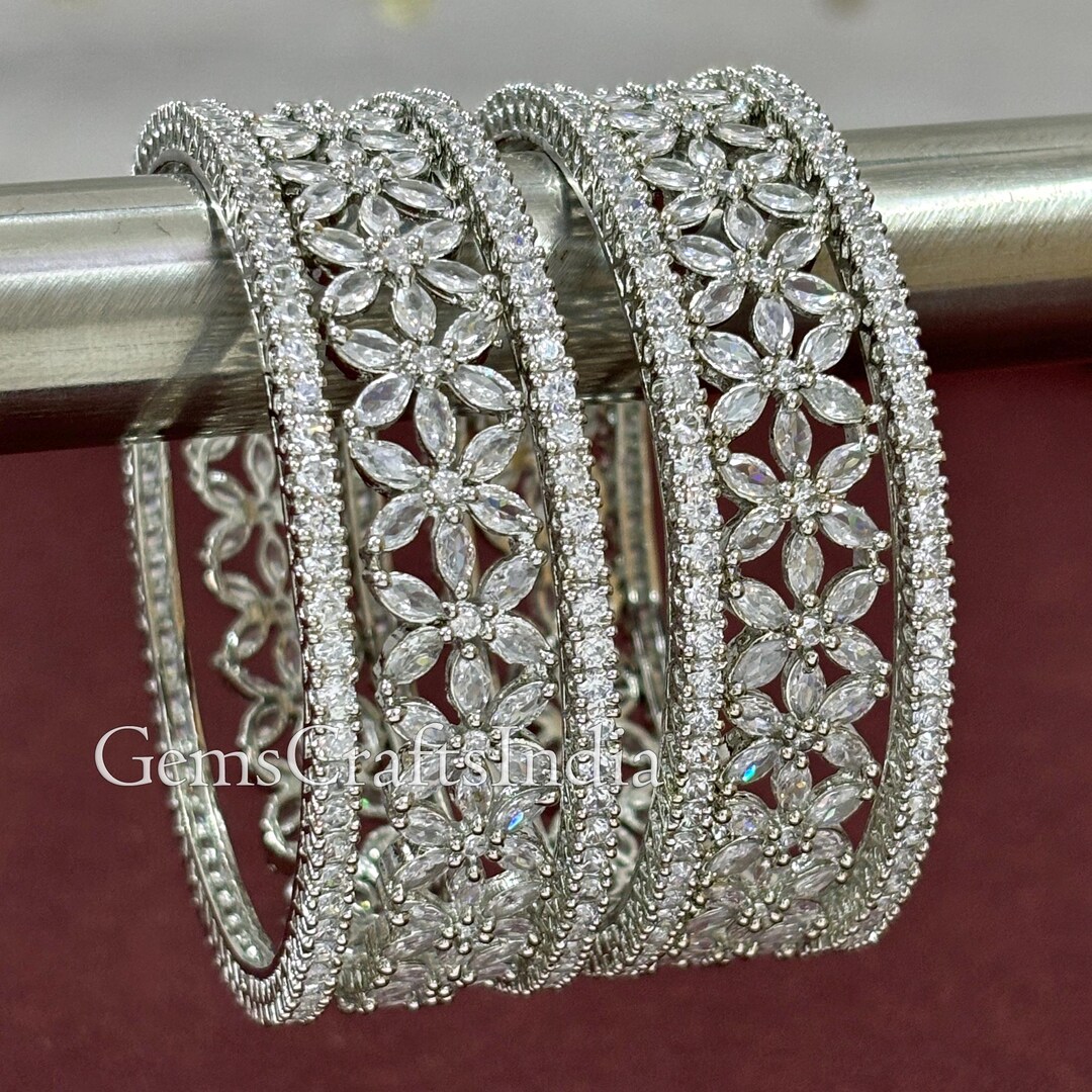 Indian Golden CZ Bangles Bracelet/cz Stone Bangle/american Diamond ...