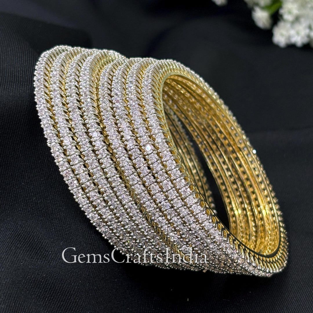 Indian Silver Gold Finish Bangles Set/bollywood Style Bangle/american ...